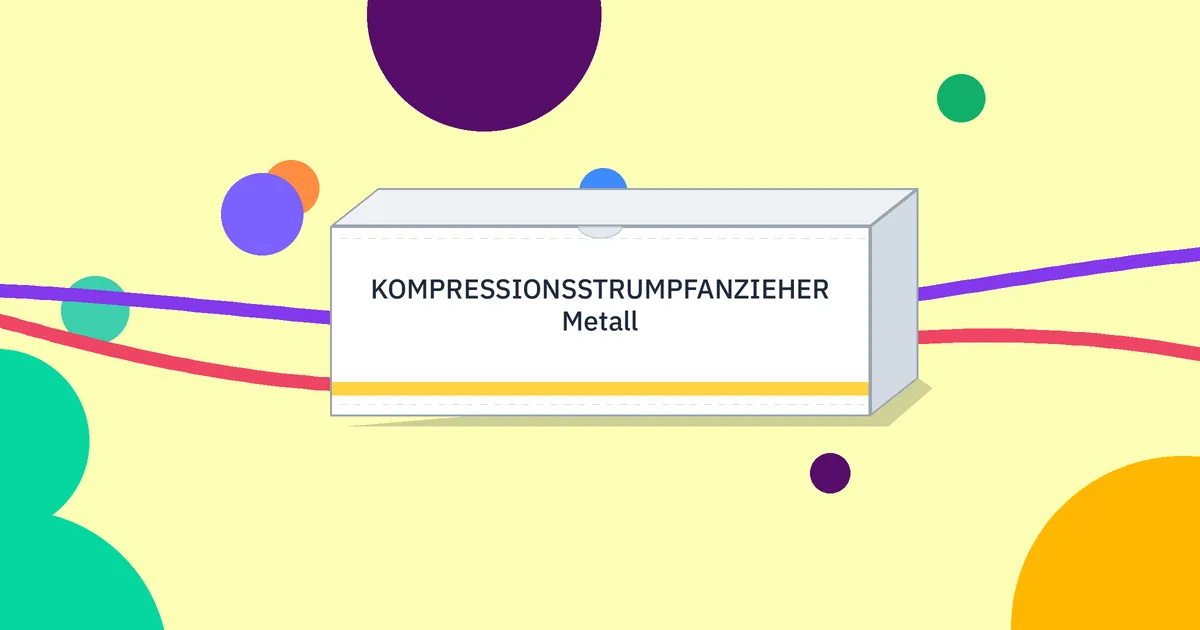 Symbolbild: Packung mit der Aufschrift KOMPRESSIONSSTRUMPFANZIEHER Metall (PZN 09533991) – Verfügbarkeit und Bezug in Apotheken in Frankfurt am Main