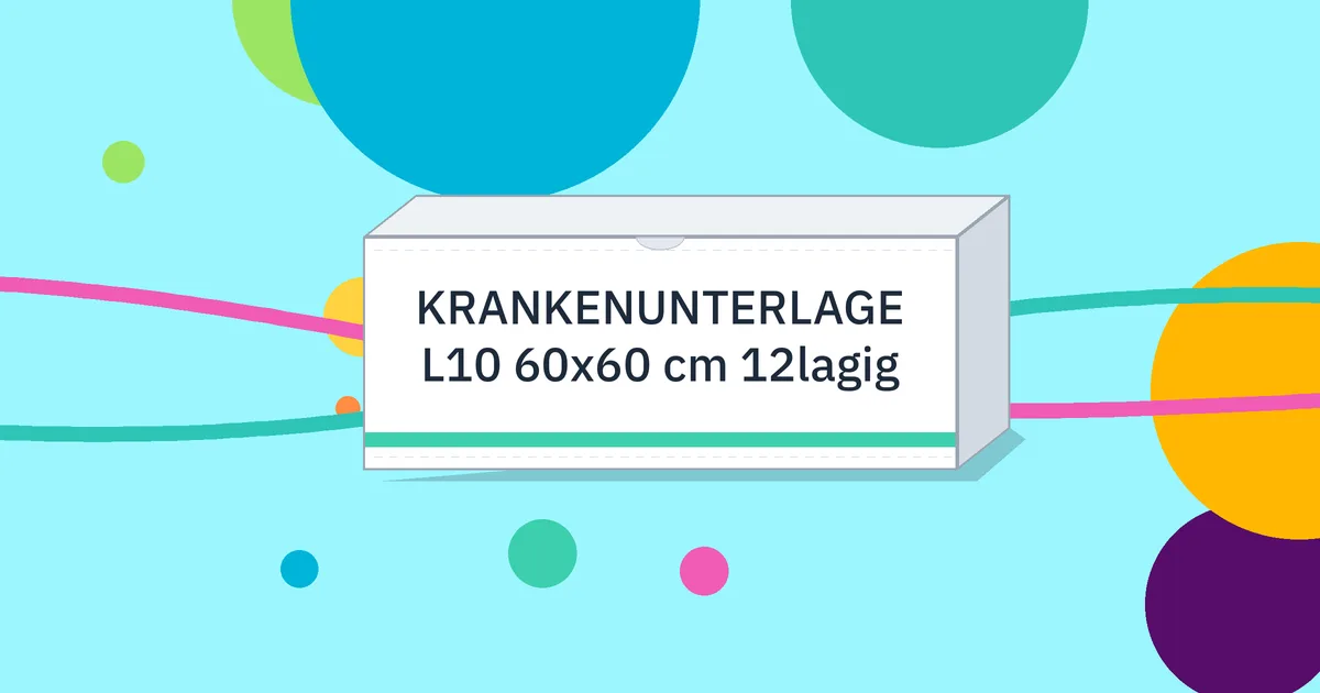 Symbolbild: Packung mit der Aufschrift KRANKENUNTERLAGE L10 60x60 cm 12lagig (PZN 04082147) – Verfügbarkeit und Bezug in Apotheken in Frankfurt am Main