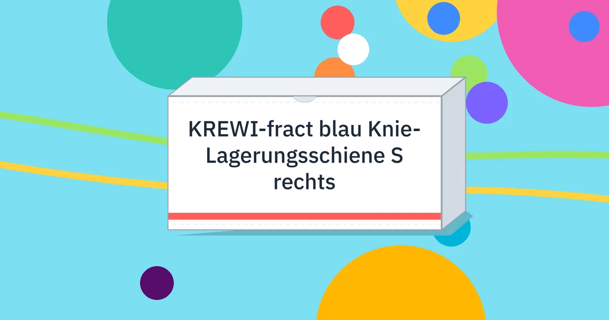 Symbolbild: Packung mit der Aufschrift KREWI-fract blau Knie-Lagerungsschiene S rechts (PZN 17299799) – Verfügbarkeit und Bezug in Apotheken in Frankfurt am Main