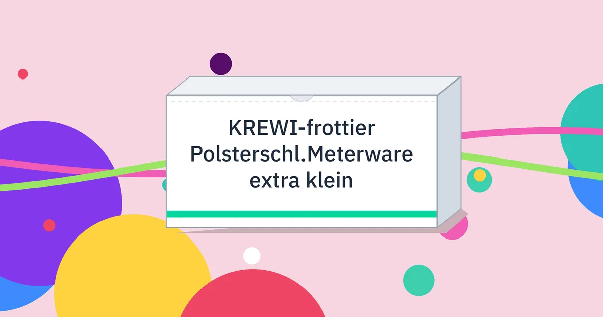 Symbolbild: Packung mit der Aufschrift KREWI-frottier Polsterschl.Meterware extra klein (PZN 06710116) – Verfügbarkeit und Bezug in Apotheken in Frankfurt am Main