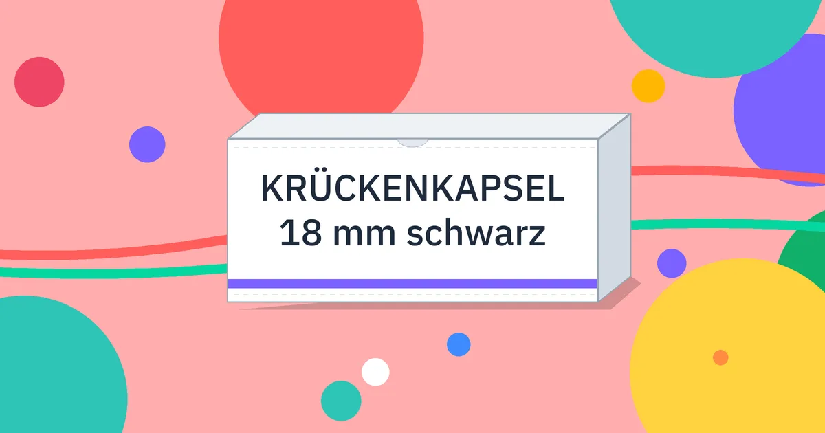 Symbolbild: Packung mit der Aufschrift KRÜCKENKAPSEL 18 mm schwarz (PZN 14210155) – Verfügbarkeit und Bezug in Apotheken in Frankfurt am Main