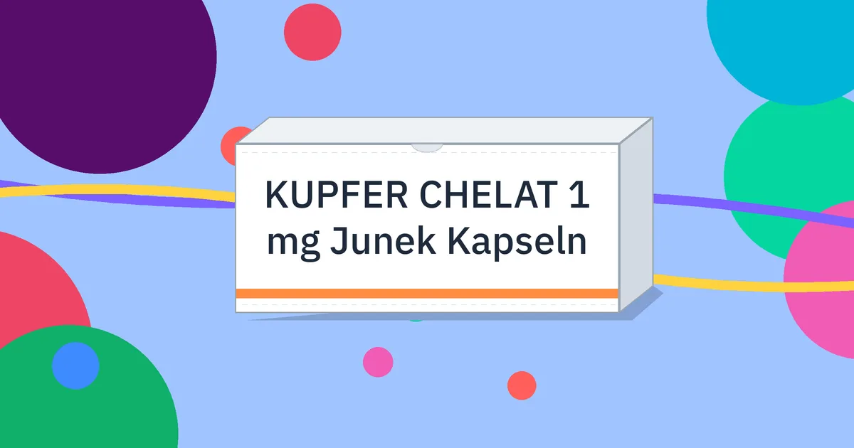 Symbolbild: Packung mit der Aufschrift KUPFER CHELAT 1 mg Junek Kapseln (PZN 10191113) – Verfügbarkeit und Bezug in Apotheken in Frankfurt am Main