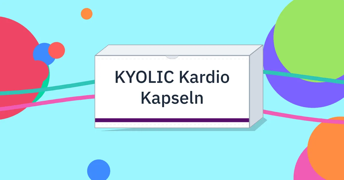 Symbolbild: Packung mit der Aufschrift KYOLIC Kardio Kapseln (PZN 18853312) – Verfügbarkeit und Bezug in Apotheken in Frankfurt am Main