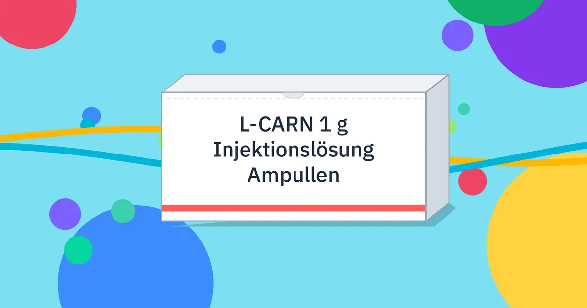 Symbolbild: Packung mit der Aufschrift L-CARN 1 g Injektionslösung Ampullen (PZN 08796694) – Verfügbarkeit und Bezug in Apotheken in Frankfurt am Main