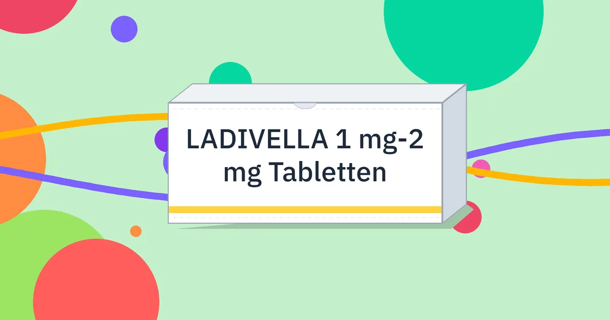 Symbolbild: Packung mit der Aufschrift LADIVELLA 1 mg-2 mg Tabletten (PZN 11128275) – Verfügbarkeit und Bezug in Apotheken in Frankfurt am Main