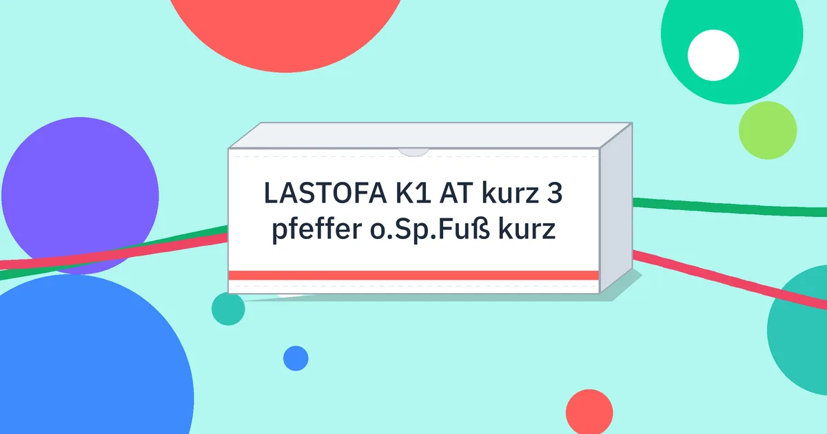 Symbolbild: Packung mit der Aufschrift LASTOFA K1 AT kurz 3 pfeffer o.Sp.Fuß kurz (PZN 13796070) – Verfügbarkeit und Bezug in Apotheken in Frankfurt am Main