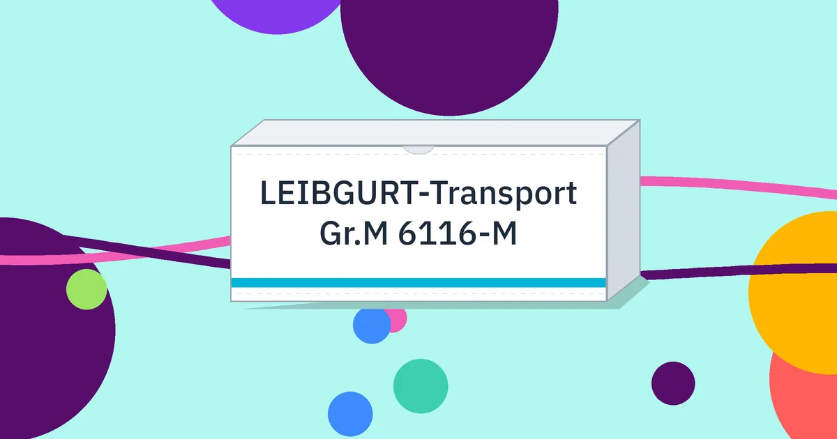Symbolbild: Packung mit der Aufschrift LEIBGURT-Transport Gr.M 6116-M (PZN 13586740) – Verfügbarkeit und Bezug in Apotheken in Frankfurt am Main