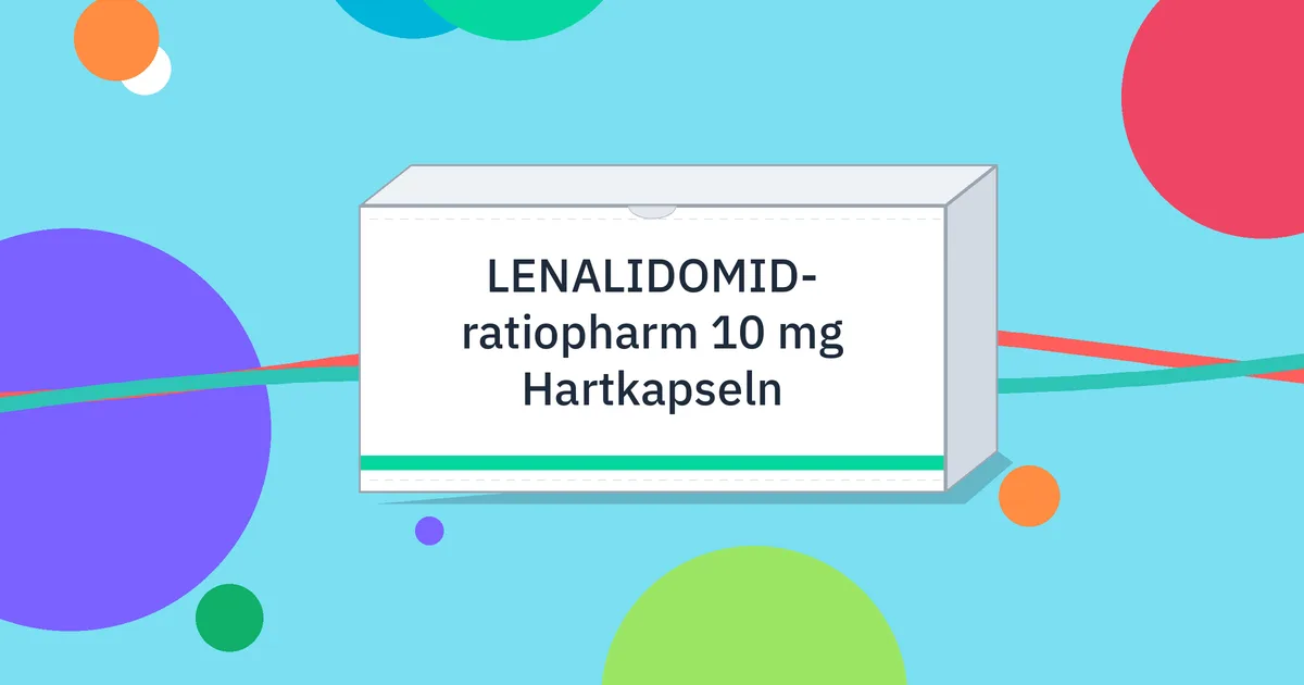 Symbolbild: Packung mit der Aufschrift LENALIDOMID-ratiopharm 10 mg Hartkapseln (PZN 18372759) – Verfügbarkeit und Bezug in Apotheken in Frankfurt am Main