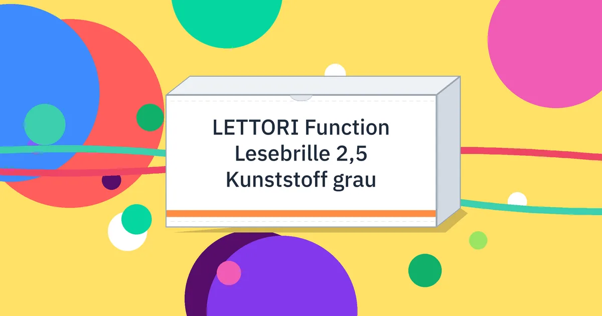 Symbolbild: Packung mit der Aufschrift LETTORI Function Lesebrille 2,5 Kunststoff grau (PZN 11056914) – Verfügbarkeit und Bezug in Apotheken in Frankfurt am Main