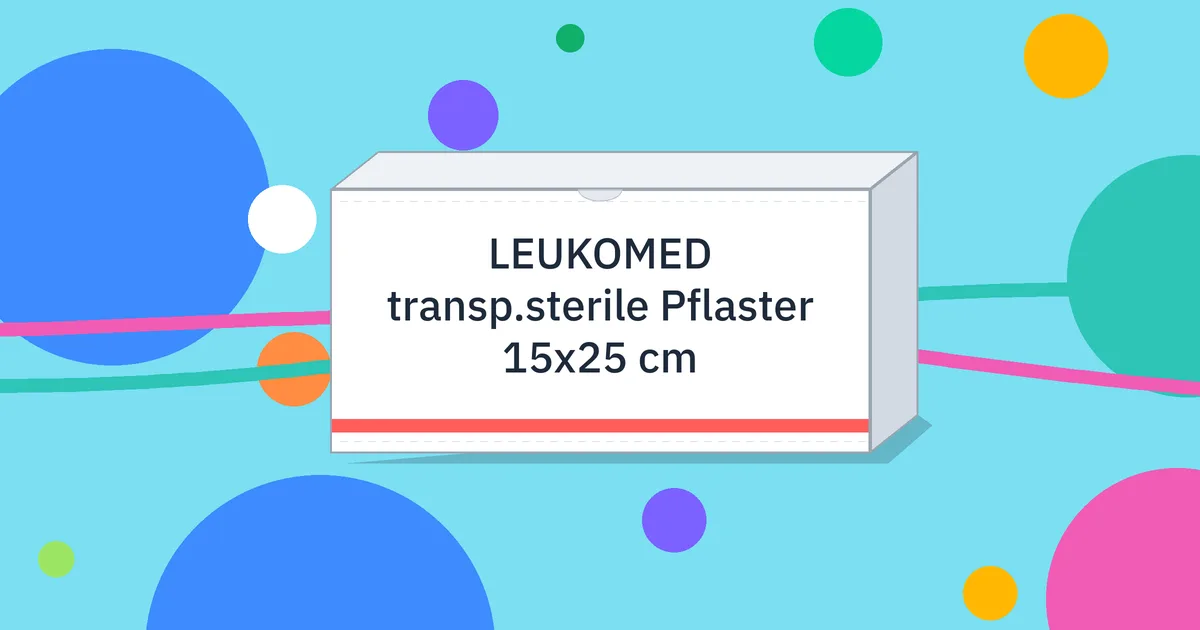 Symbolbild: Packung mit der Aufschrift LEUKOMED transp.sterile Pflaster 15x25 cm (PZN 05561045) – Verfügbarkeit und Bezug in Apotheken in Frankfurt am Main