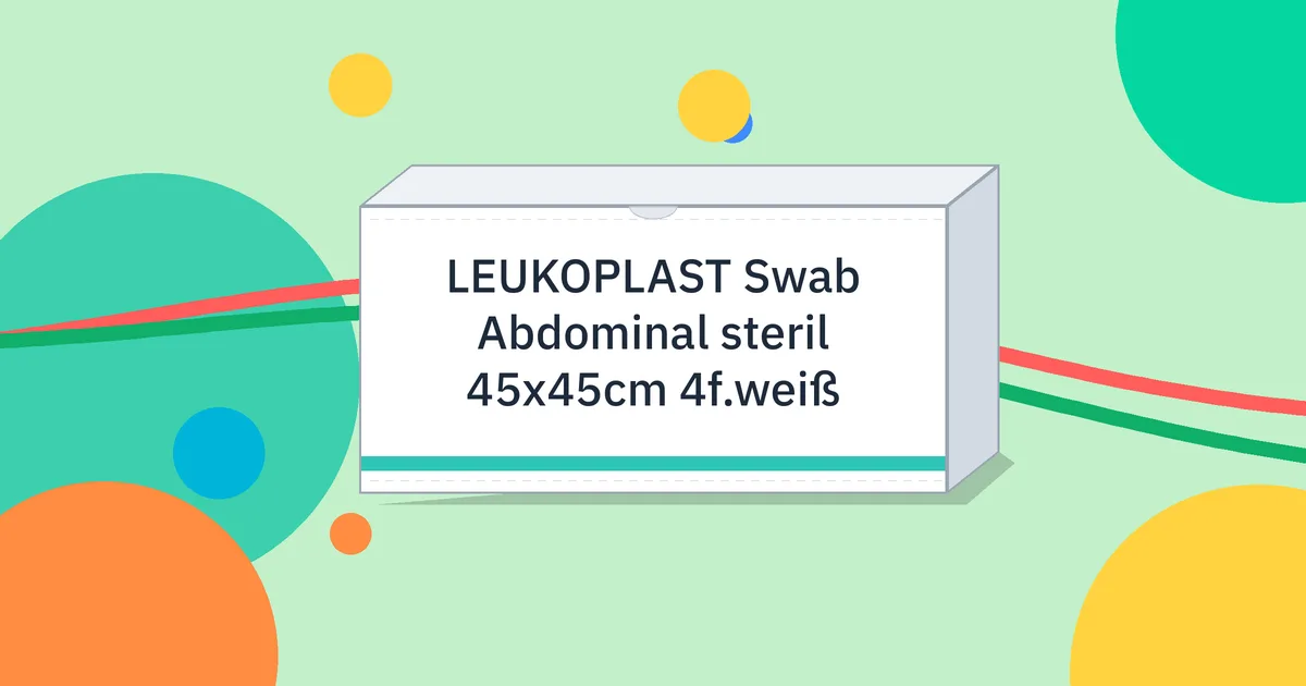 Symbolbild: Packung mit der Aufschrift LEUKOPLAST Swab Abdominal steril 45x45cm 4f.weiß (PZN 17208064) – Verfügbarkeit und Bezug in Apotheken in Frankfurt am Main