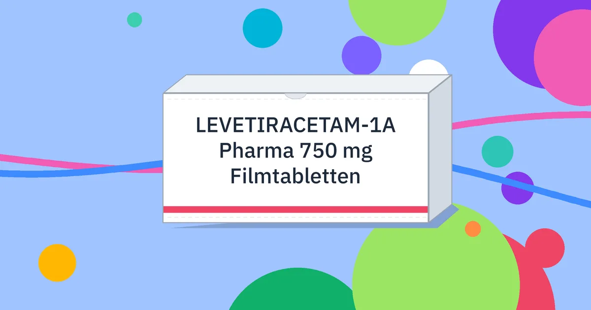 Symbolbild: Packung mit der Aufschrift LEVETIRACETAM-1A Pharma 750 mg Filmtabletten (PZN 09123394) – Verfügbarkeit und Bezug in Apotheken in Frankfurt am Main