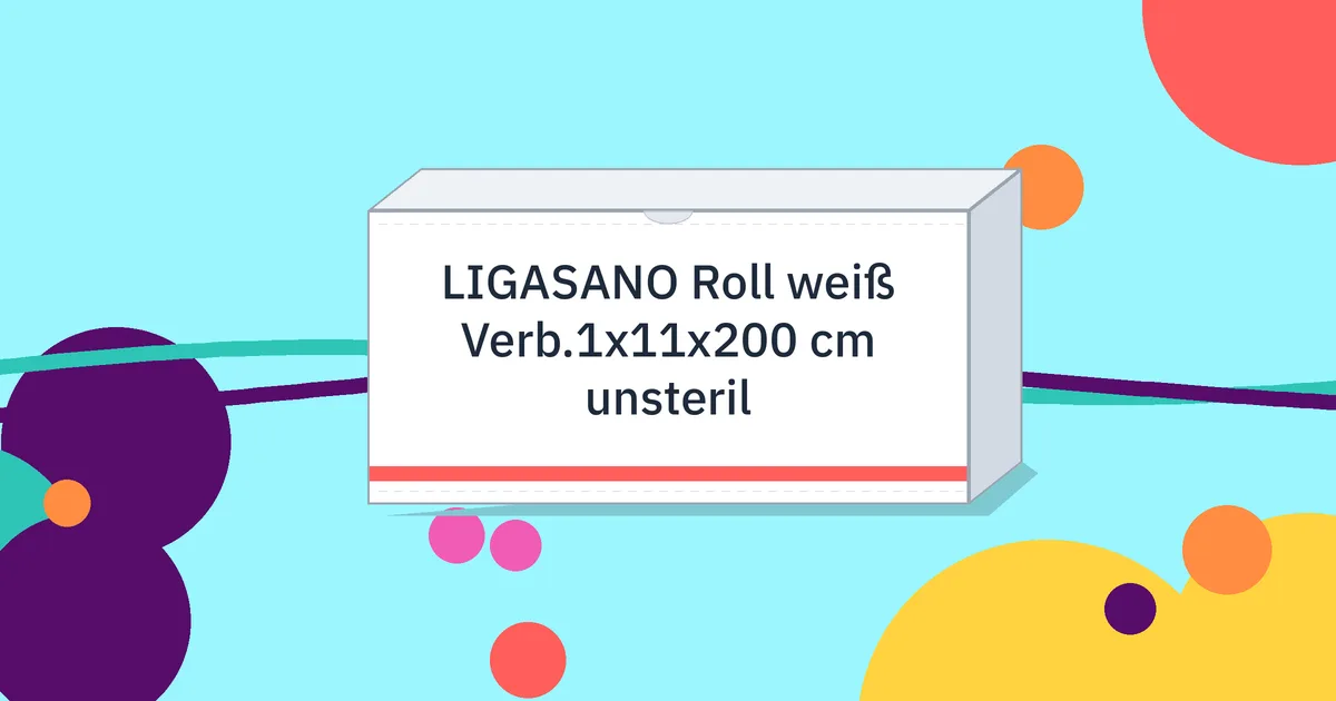 Symbolbild: Packung mit der Aufschrift LIGASANO Roll weiß Verb.1x11x200 cm unsteril (PZN 20171672) – Verfügbarkeit und Bezug in Apotheken in Frankfurt am Main