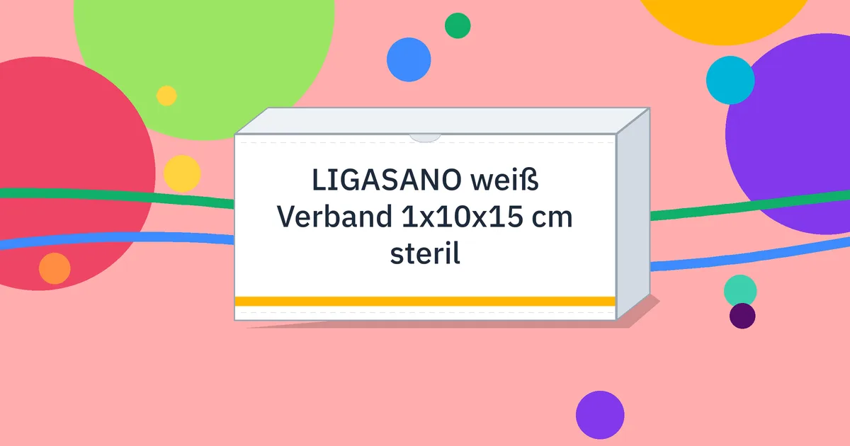 Symbolbild: Packung mit der Aufschrift LIGASANO weiß Verband 1x10x15 cm steril (PZN 19081219) – Verfügbarkeit und Bezug in Apotheken in Frankfurt am Main