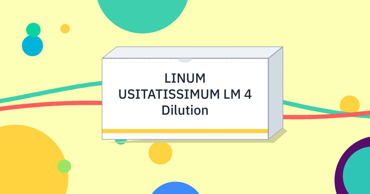 Symbolbild: Packung mit der Aufschrift LINUM USITATISSIMUM LM 4 Dilution (PZN 13530484) – Verfügbarkeit und Bezug in Apotheken in Frankfurt am Main
