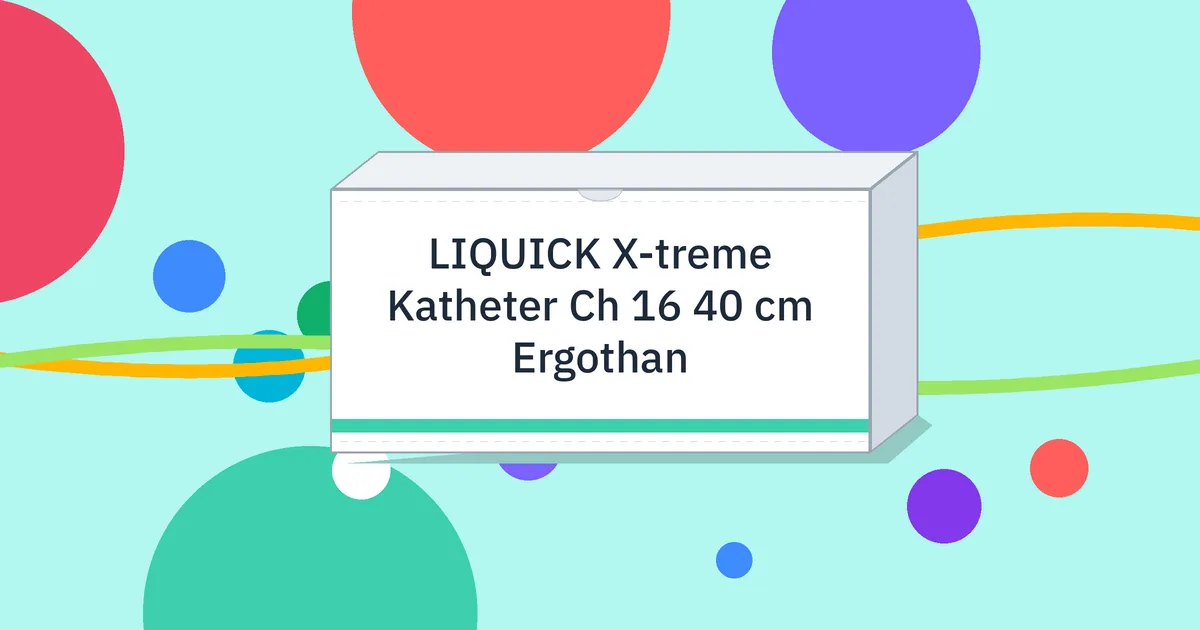Symbolbild: Packung mit der Aufschrift LIQUICK X-treme Katheter Ch 16 40 cm Ergothan (PZN 12391253) – Verfügbarkeit und Bezug in Apotheken in Frankfurt am Main