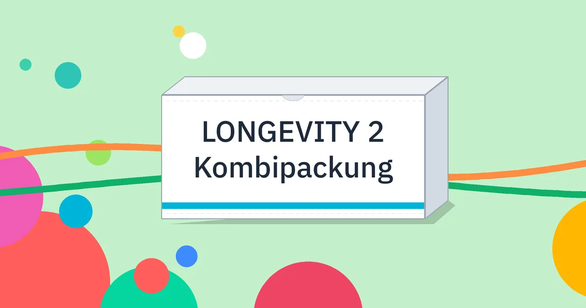 Symbolbild: Packung mit der Aufschrift LONGEVITY 2 Kombipackung (PZN 18475028) – Verfügbarkeit und Bezug in Apotheken in Frankfurt am Main