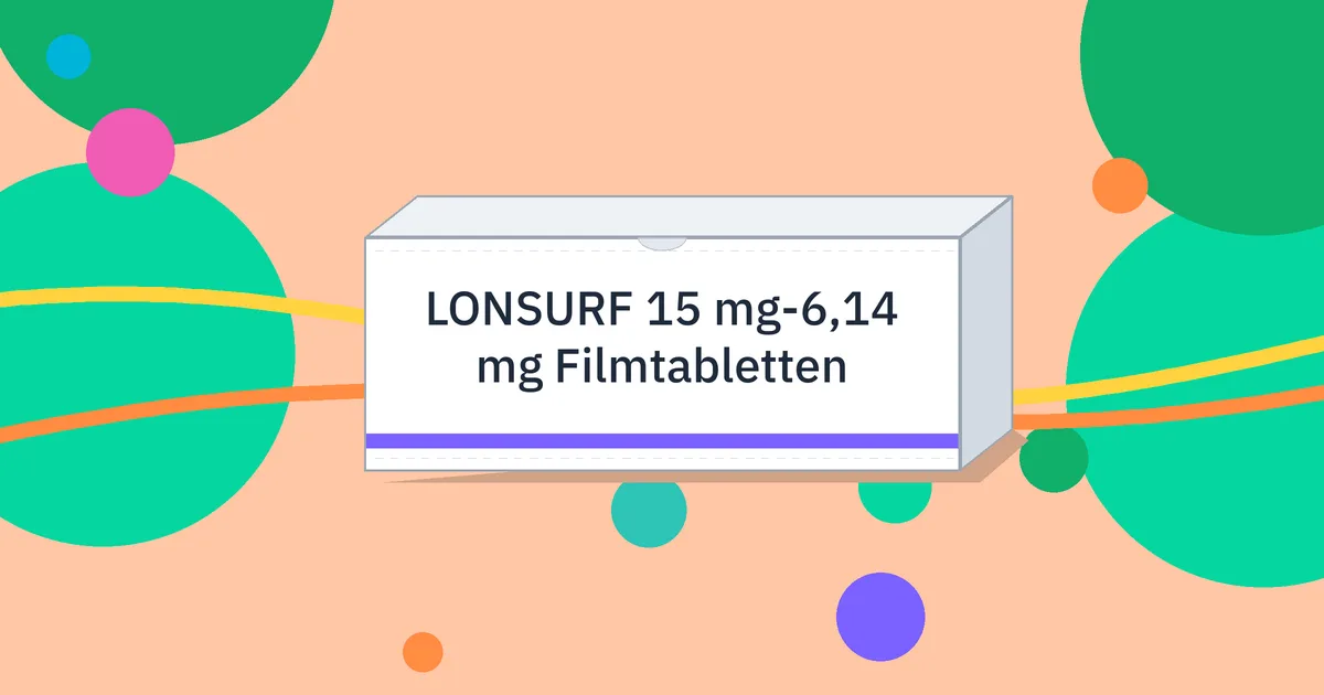Symbolbild: Packung mit der Aufschrift LONSURF 15 mg-6,14 mg Filmtabletten (PZN 11862124) – Verfügbarkeit und Bezug in Apotheken in Frankfurt am Main