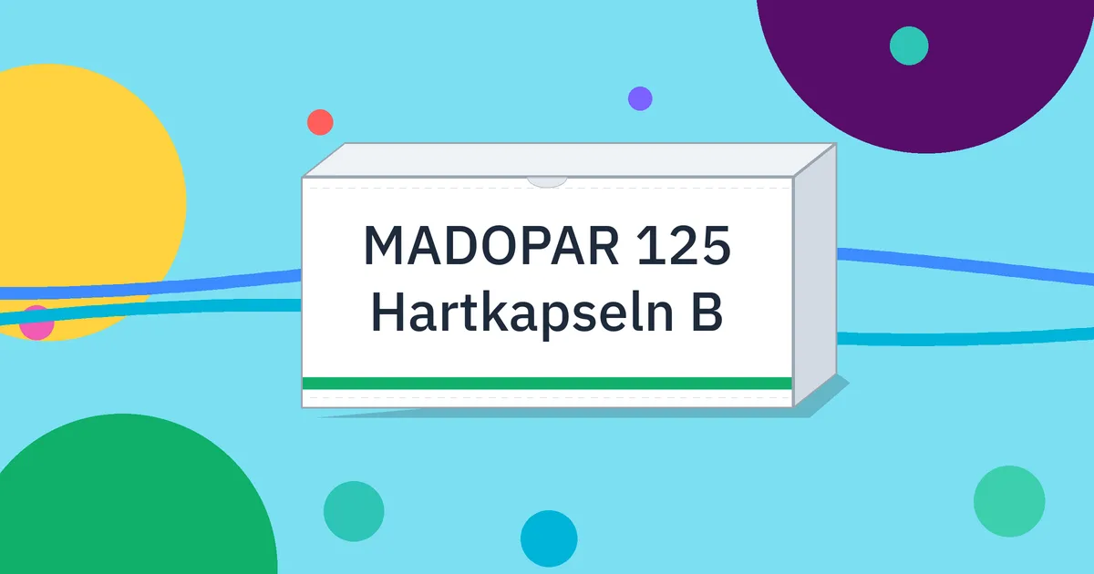 Symbolbild: Packung mit der Aufschrift MADOPAR 125 Hartkapseln B (PZN 04775525) – Verfügbarkeit und Bezug in Apotheken in Frankfurt am Main