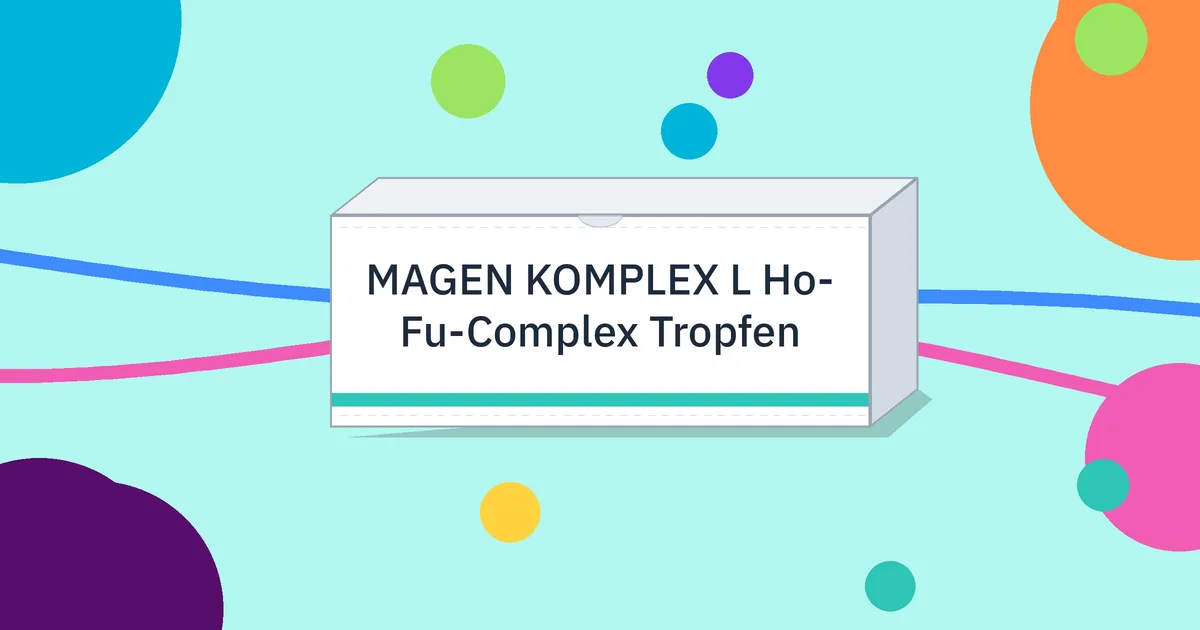 Symbolbild: Packung mit der Aufschrift MAGEN KOMPLEX L Ho-Fu-Complex Tropfen (PZN 01742471) – Verfügbarkeit und Bezug in Apotheken in Frankfurt am Main