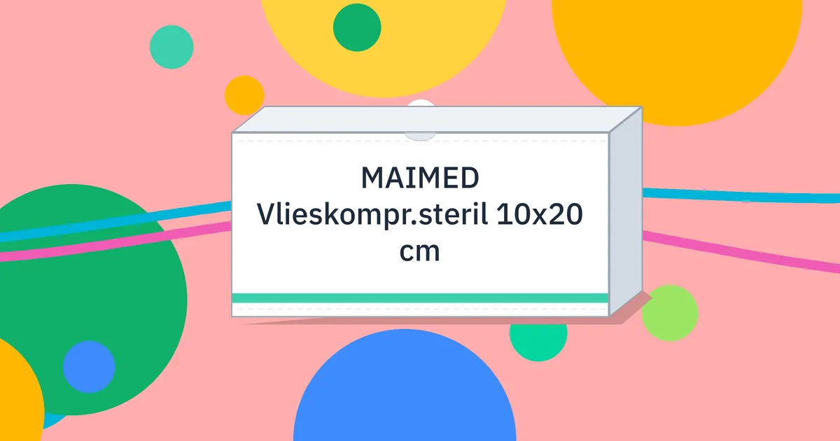 Symbolbild: Packung mit der Aufschrift MAIMED Vlieskompr.steril 10x20 cm (PZN 02306507) – Verfügbarkeit und Bezug in Apotheken in Frankfurt am Main