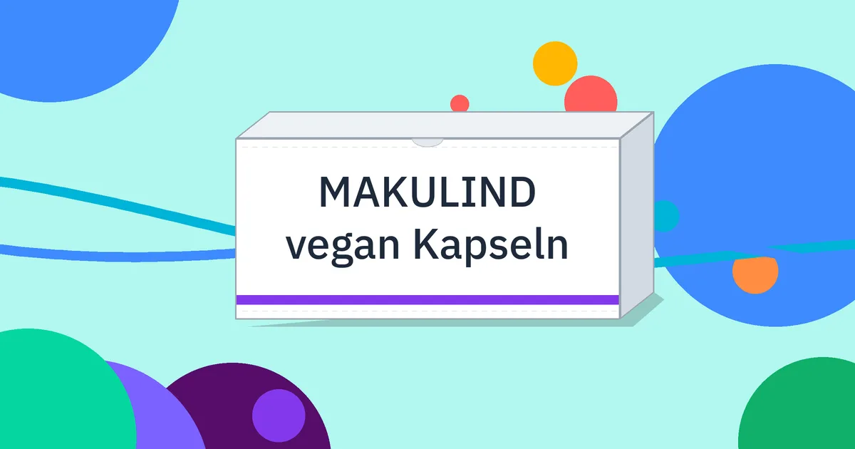 Symbolbild: Packung mit der Aufschrift MAKULIND vegan Kapseln (PZN 16612484) – Verfügbarkeit und Bezug in Apotheken in Frankfurt am Main