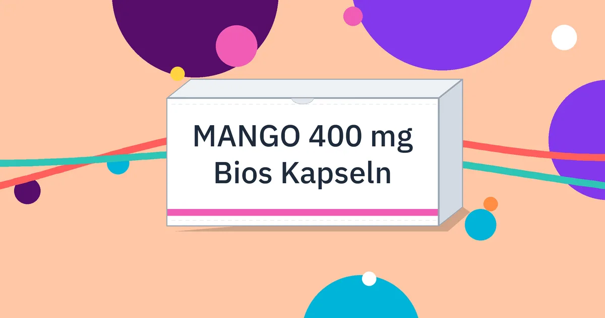 Symbolbild: Packung mit der Aufschrift MANGO 400 mg Bios Kapseln (PZN 03487362) – Verfügbarkeit und Bezug in Apotheken in Frankfurt am Main