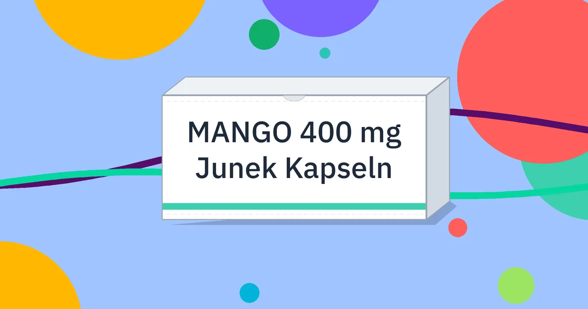 Symbolbild: Packung mit der Aufschrift MANGO 400 mg Junek Kapseln (PZN 03493256) – Verfügbarkeit und Bezug in Apotheken in Frankfurt am Main