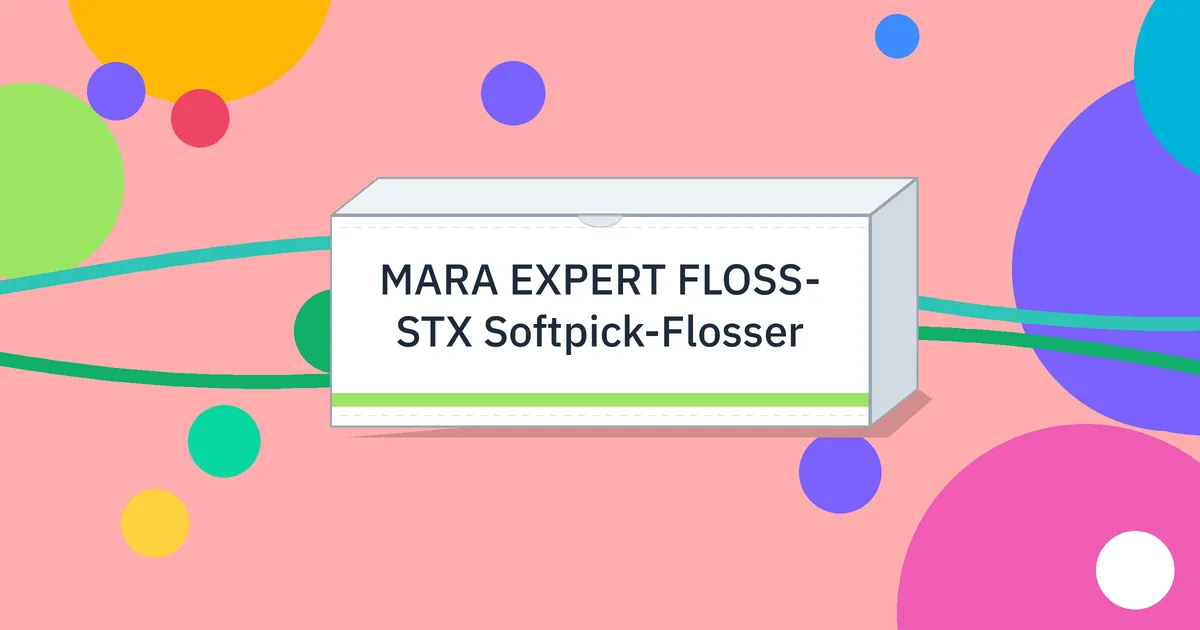 Symbolbild: Packung mit der Aufschrift MARA EXPERT FLOSS-STX Softpick-Flosser (PZN 19078269) – Verfügbarkeit und Bezug in Apotheken in Frankfurt am Main