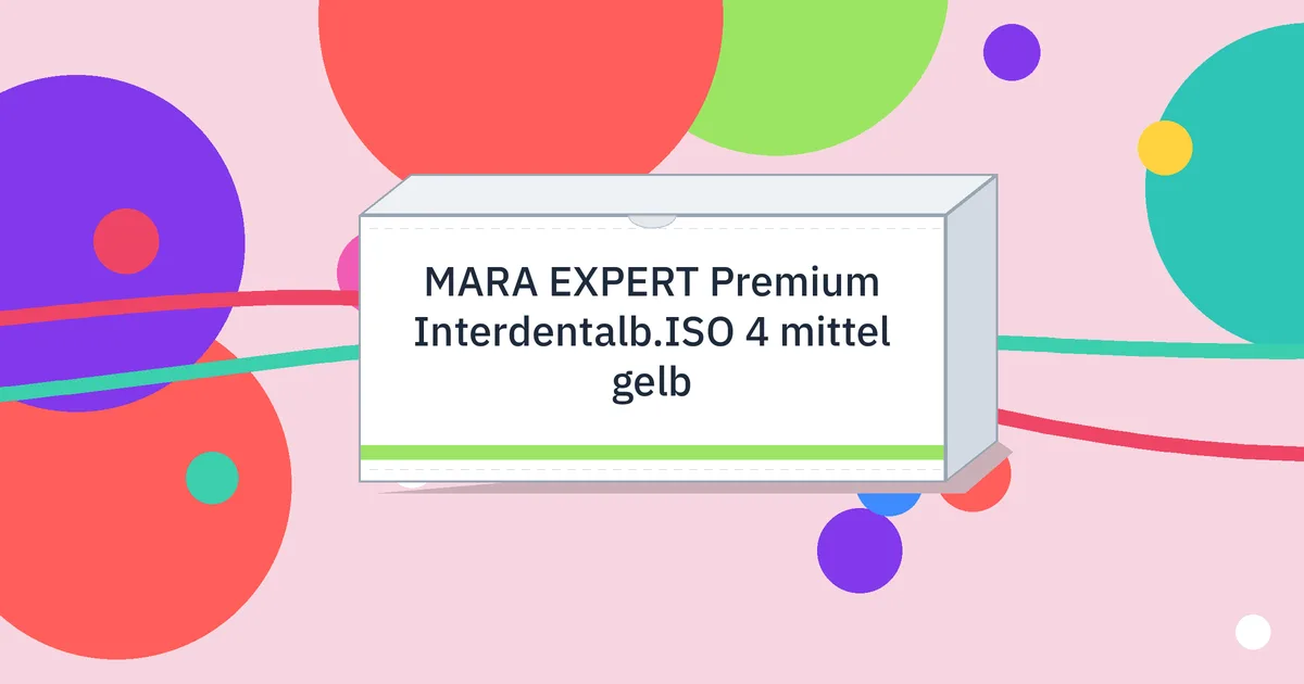 Symbolbild: Packung mit der Aufschrift MARA EXPERT Premium Interdentalb.ISO 4 mittel gelb (PZN 18457562) – Verfügbarkeit und Bezug in Apotheken in Frankfurt am Main