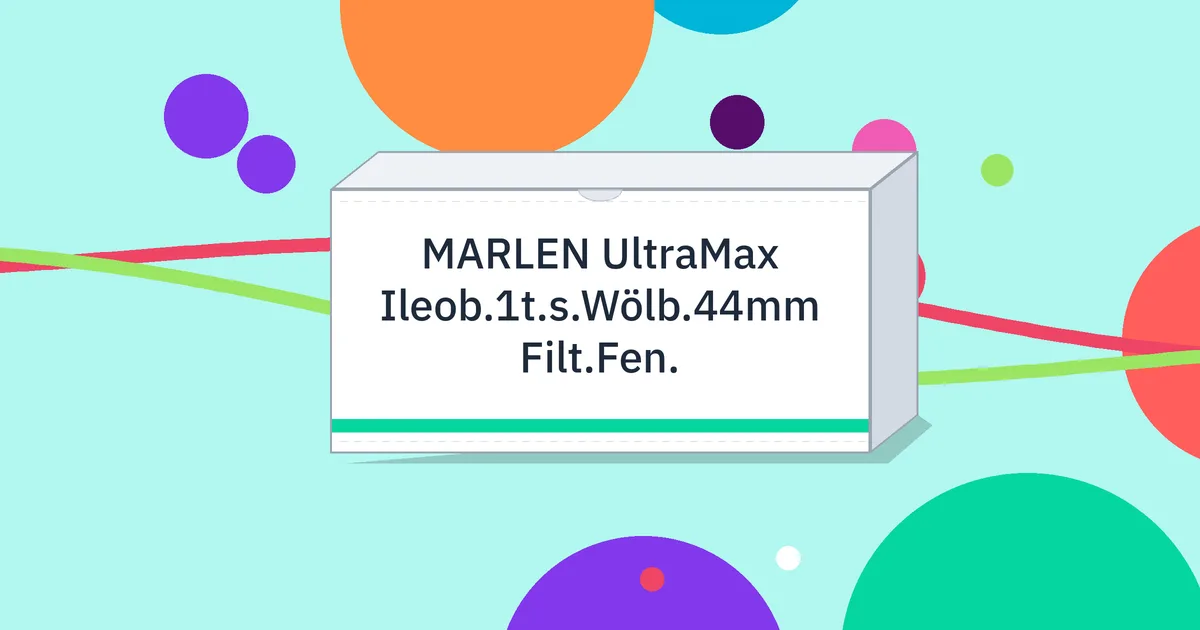 Symbolbild: Packung mit der Aufschrift MARLEN UltraMax Ileob.1t.s.Wölb.44mm Filt.Fen. (PZN 10741335) – Verfügbarkeit und Bezug in Apotheken in Frankfurt am Main