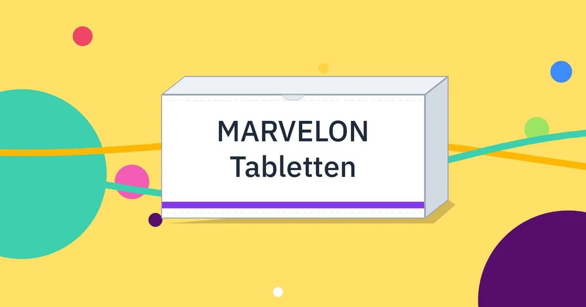 Symbolbild: Packung mit der Aufschrift MARVELON Tabletten (PZN 03672384) – Verfügbarkeit und Bezug in Apotheken in Frankfurt am Main