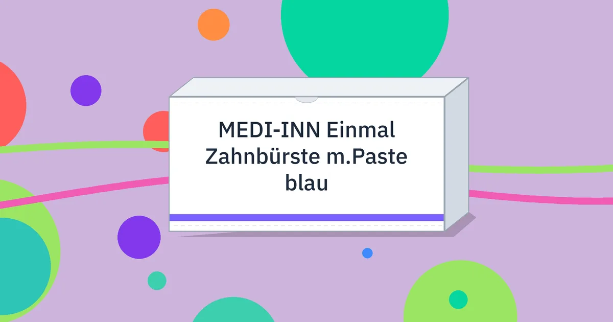 Symbolbild: Packung mit der Aufschrift MEDI-INN Einmal Zahnbürste m.Paste blau (PZN 05024152) – Verfügbarkeit und Bezug in Apotheken in Frankfurt am Main