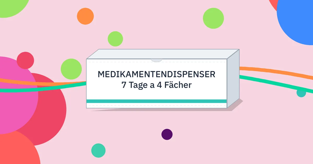 Symbolbild: Packung mit der Aufschrift MEDIKAMENTENDISPENSER 7 Tage a 4 Fächer (PZN 10518376) – Verfügbarkeit und Bezug in Apotheken in Frankfurt am Main