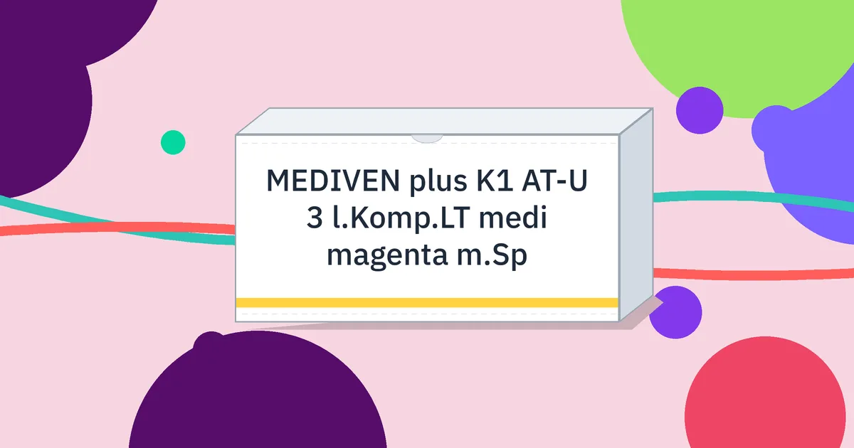 Symbolbild: Packung mit der Aufschrift MEDIVEN plus K1 AT-U 3 l.Komp.LT medi magenta m.Sp (PZN 15033465) – Verfügbarkeit und Bezug in Apotheken in Frankfurt am Main
