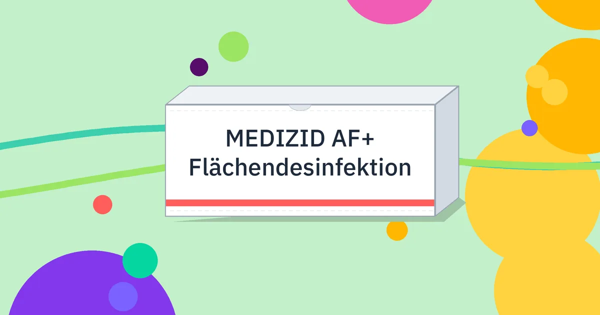 Symbolbild: Packung mit der Aufschrift MEDIZID AF+ Flächendesinfektion (PZN 16015185) – Verfügbarkeit und Bezug in Apotheken in Frankfurt am Main