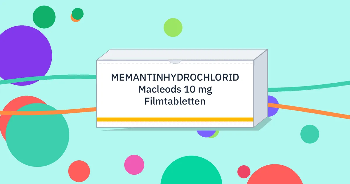 Symbolbild: Packung mit der Aufschrift MEMANTINHYDROCHLORID Macleods 10 mg Filmtabletten (PZN 18439305) – Verfügbarkeit und Bezug in Apotheken in Frankfurt am Main