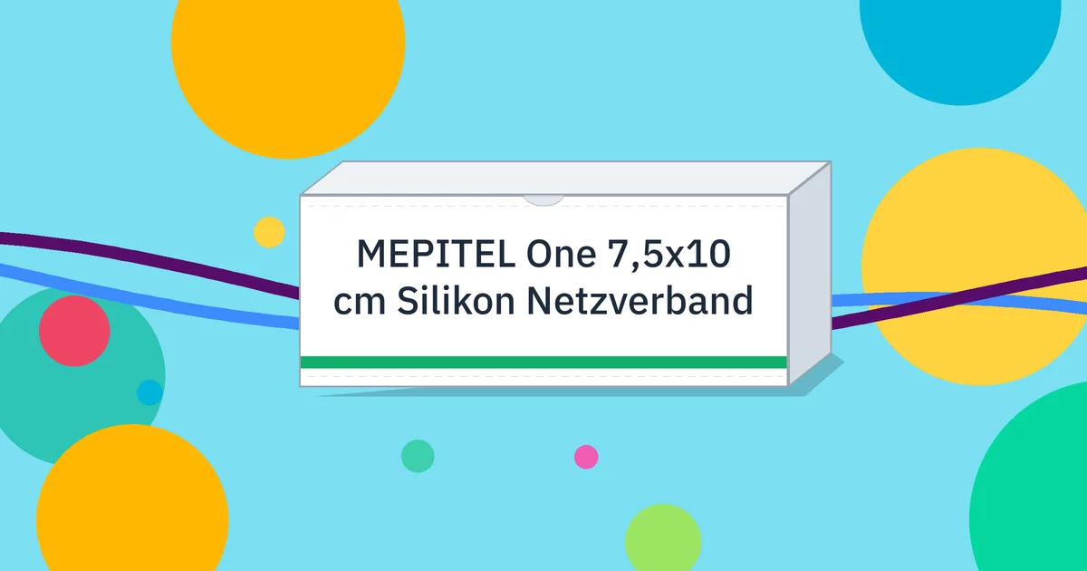 Symbolbild: Packung mit der Aufschrift MEPITEL One 7,5x10 cm Silikon Netzverband (PZN 06469726) – Verfügbarkeit und Bezug in Apotheken in Frankfurt am Main