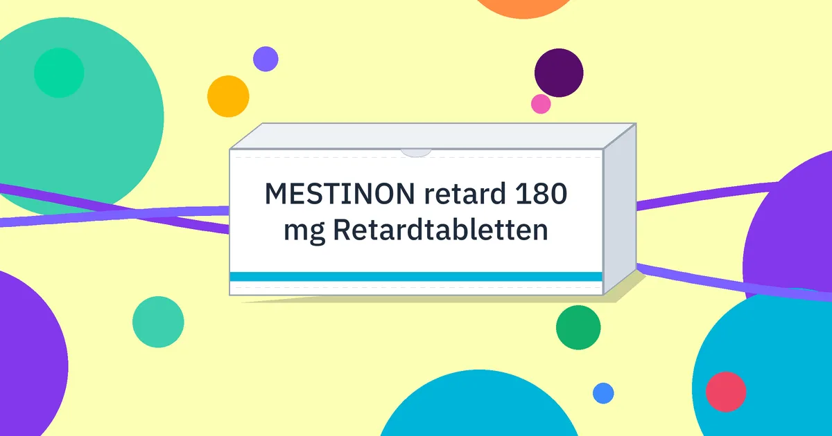 Symbolbild: Packung mit der Aufschrift MESTINON retard 180 mg Retardtabletten (PZN 12639084) – Verfügbarkeit und Bezug in Apotheken in Frankfurt am Main