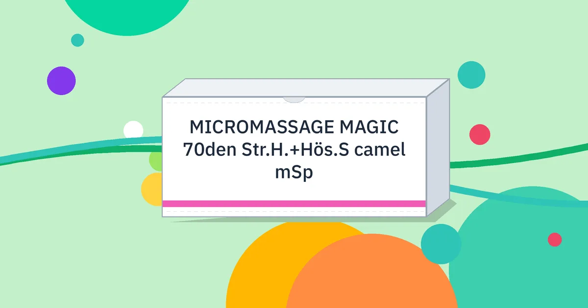 Symbolbild: Packung mit der Aufschrift MICROMASSAGE MAGIC 70den Str.H.+Hös.S camel mSp (PZN 01369724) – Verfügbarkeit und Bezug in Apotheken in Frankfurt am Main