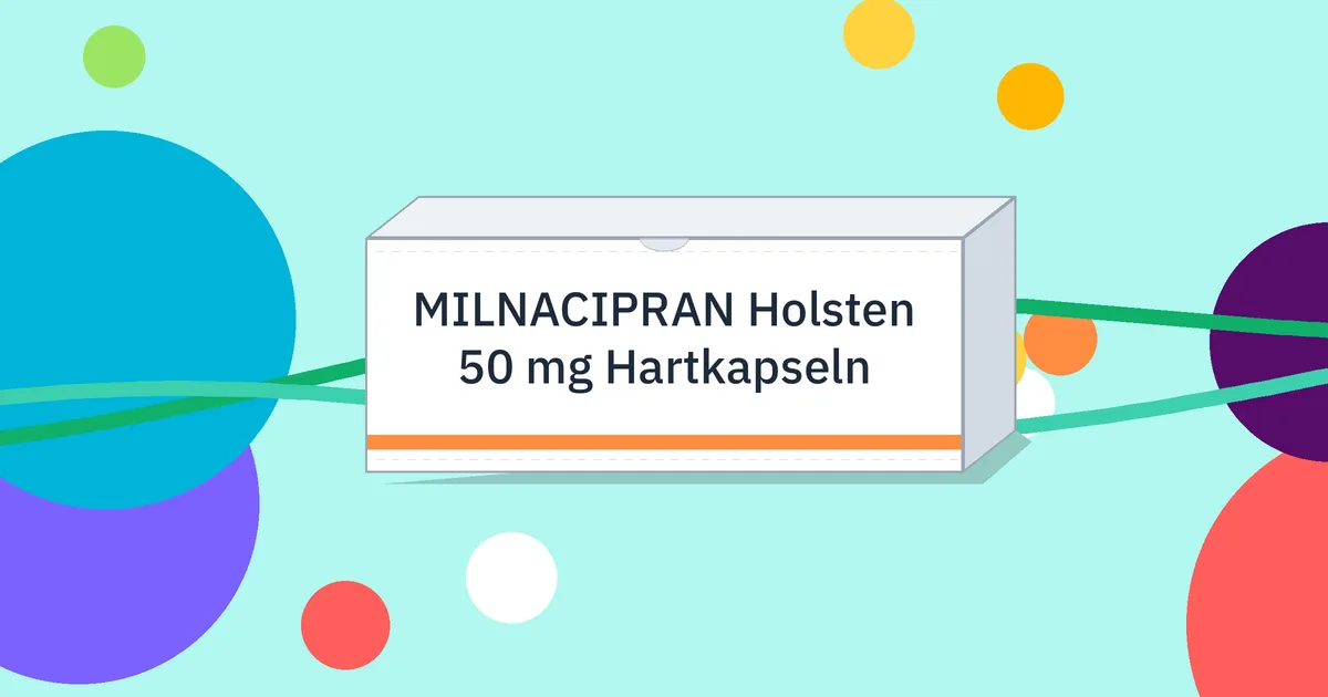 Symbolbild: Packung mit der Aufschrift MILNACIPRAN Holsten 50 mg Hartkapseln (PZN 15579477) – Verfügbarkeit und Bezug in Apotheken in Frankfurt am Main