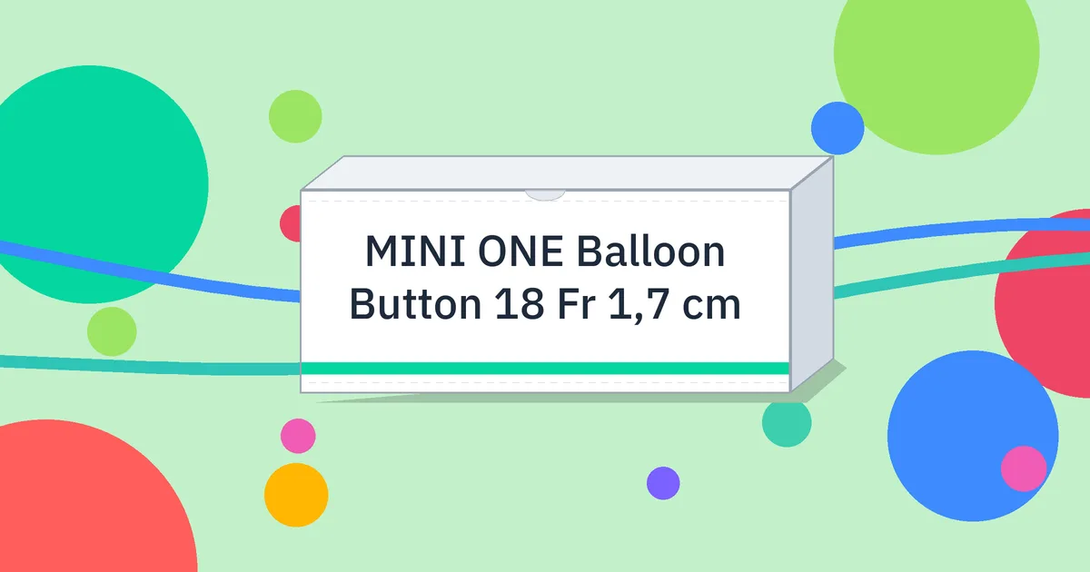 Symbolbild: Packung mit der Aufschrift MINI ONE Balloon Button 18 Fr 1,7 cm (PZN 14342201) – Verfügbarkeit und Bezug in Apotheken in Frankfurt am Main