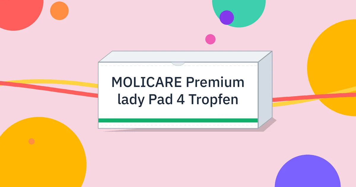 Symbolbild: Packung mit der Aufschrift MOLICARE Premium lady Pad 4 Tropfen (PZN 18659136) – Verfügbarkeit und Bezug in Apotheken in Frankfurt am Main