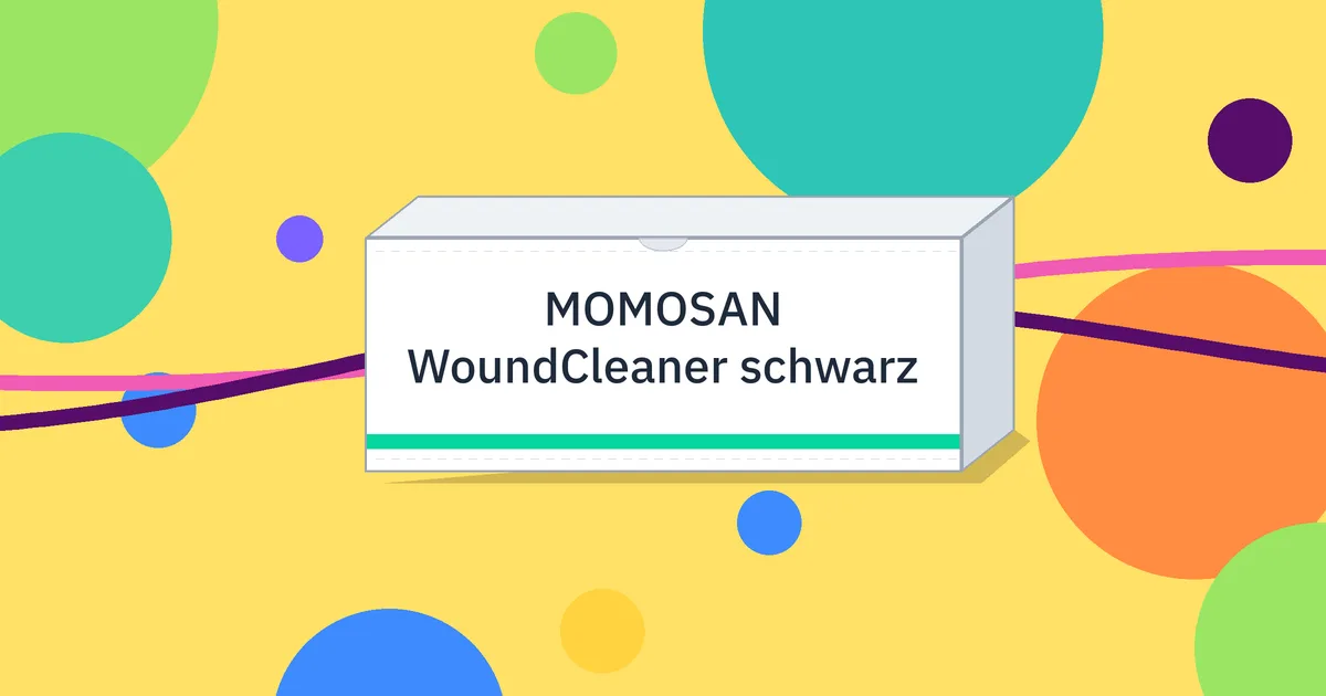 Symbolbild: Packung mit der Aufschrift MOMOSAN WoundCleaner schwarz (PZN 11587273) – Verfügbarkeit und Bezug in Apotheken in Frankfurt am Main