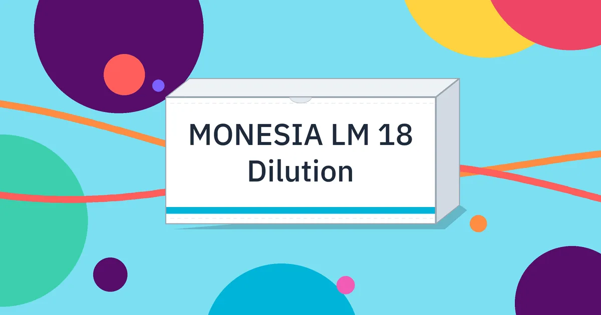 Symbolbild: Packung mit der Aufschrift MONESIA LM 18 Dilution (PZN 13610800) – Verfügbarkeit und Bezug in Apotheken in Frankfurt am Main