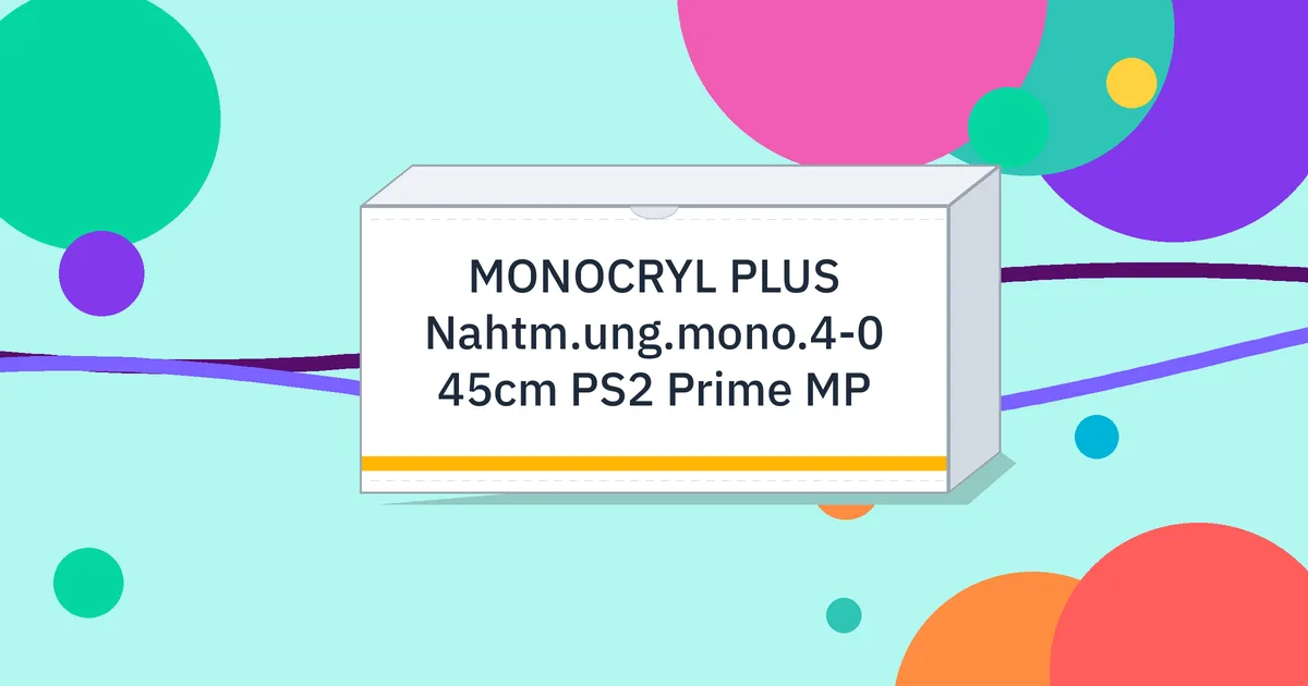 Symbolbild: Packung mit der Aufschrift MONOCRYL PLUS Nahtm.ung.mono.4-0 45cm PS2 Prime MP (PZN 18793716) – Verfügbarkeit und Bezug in Apotheken in Frankfurt am Main