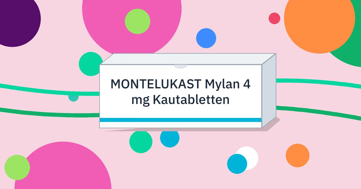 Symbolbild: Packung mit der Aufschrift MONTELUKAST Mylan 4 mg Kautabletten (PZN 01842729) – Verfügbarkeit und Bezug in Apotheken in Frankfurt am Main