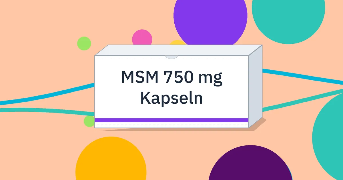 Symbolbild: Packung mit der Aufschrift MSM 750 mg Kapseln (PZN 16682266) – Verfügbarkeit und Bezug in Apotheken in Frankfurt am Main