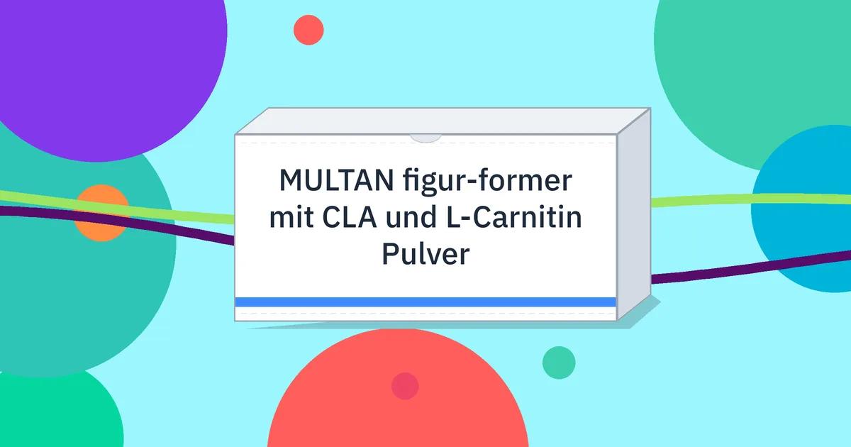 Symbolbild: Packung mit der Aufschrift MULTAN figur-former mit CLA und L-Carnitin Pulver (PZN 00482743) – Verfügbarkeit und Bezug in Apotheken in Frankfurt am Main