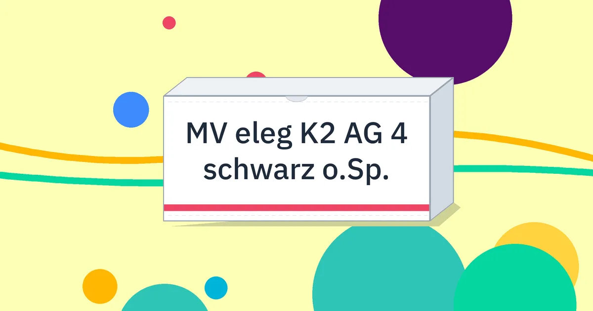 Symbolbild: Packung mit der Aufschrift MV eleg K2 AG 4 schwarz o.Sp. (PZN 00342338) – Verfügbarkeit und Bezug in Apotheken in Frankfurt am Main